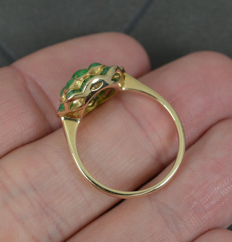 Luke Stockley Jade and Emerald 9ct Gold Cluster Ring For Sale at 1stDibs