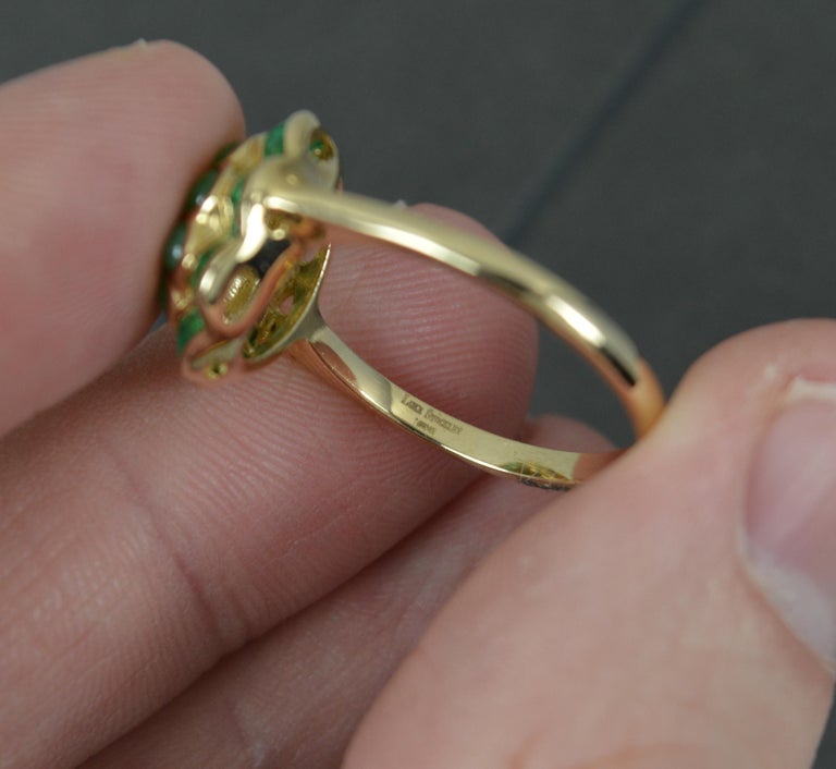 Luke Stockley Jade and Emerald 9ct Gold Cluster Ring For Sale at 1stDibs