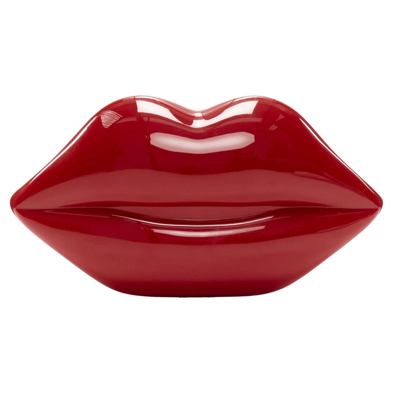 LULU GUINNESS Lips red glossy perspex signature evening clutch bag For ...