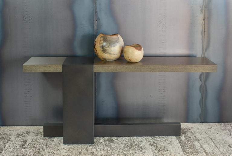 LUMA Design Workshop Float Console in Light Wood and Blackened Metal ...