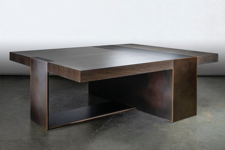 LUMA Design Workshop Strap Coffee Table in Dark Wood and Dark Bronze ...