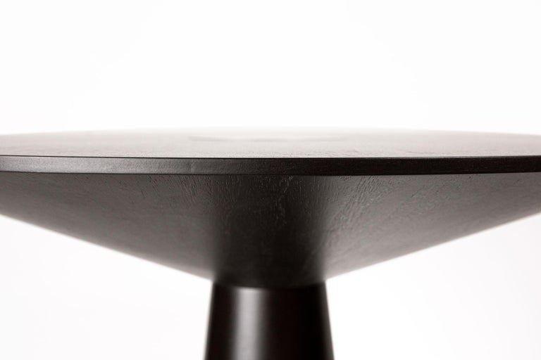 LUMA Silo Bar Pedestal Round Table with Dark Wood and Nickel Powder ...