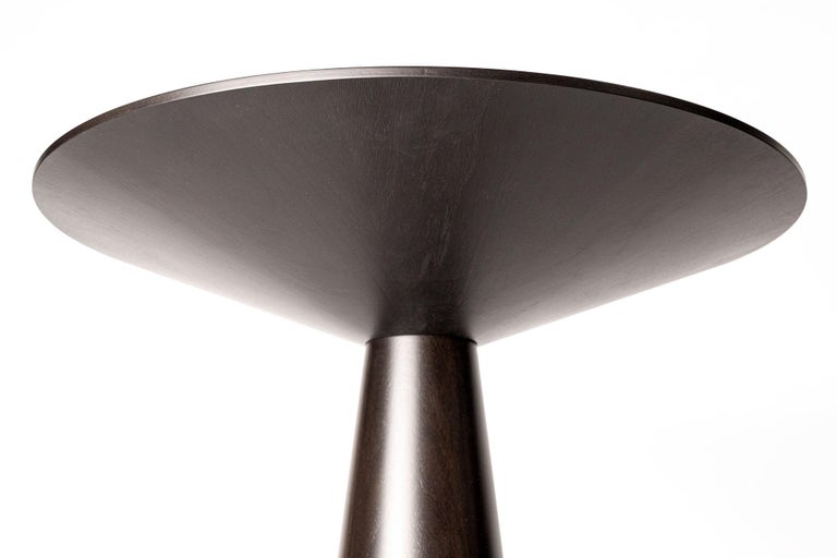 LUMA Silo Bar Pedestal Round Table with Dark Wood and Nickel Powder ...