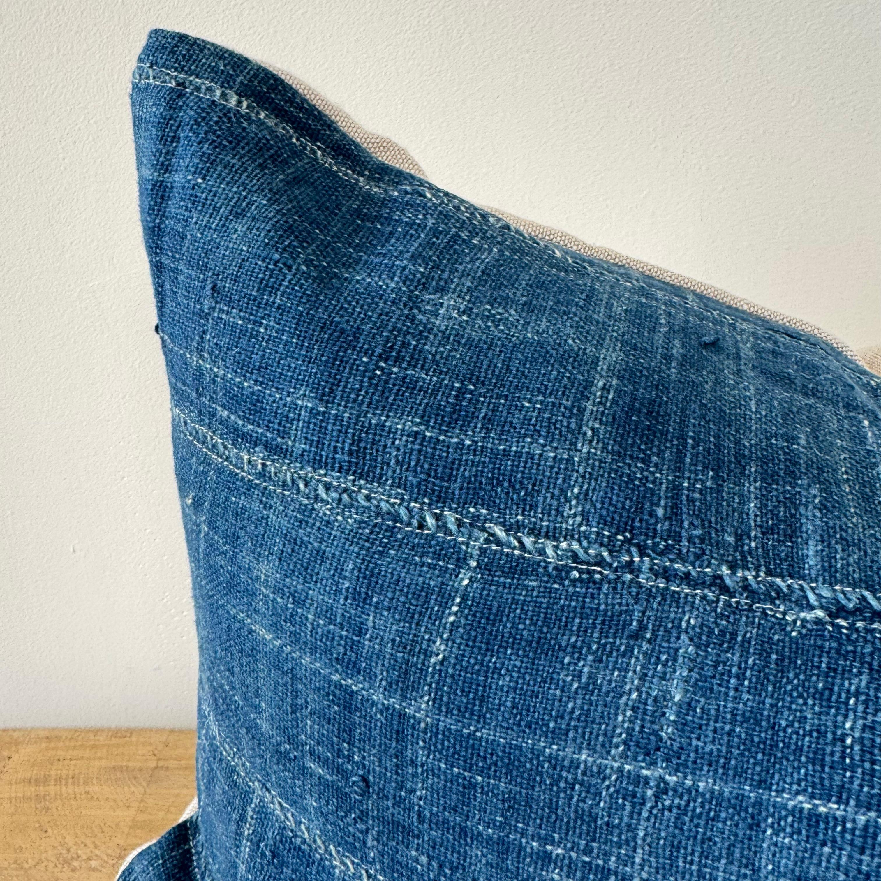 Lumbar Pillow Made from Vintage Japanese Boro Fabrics For Sale at 1stDibs