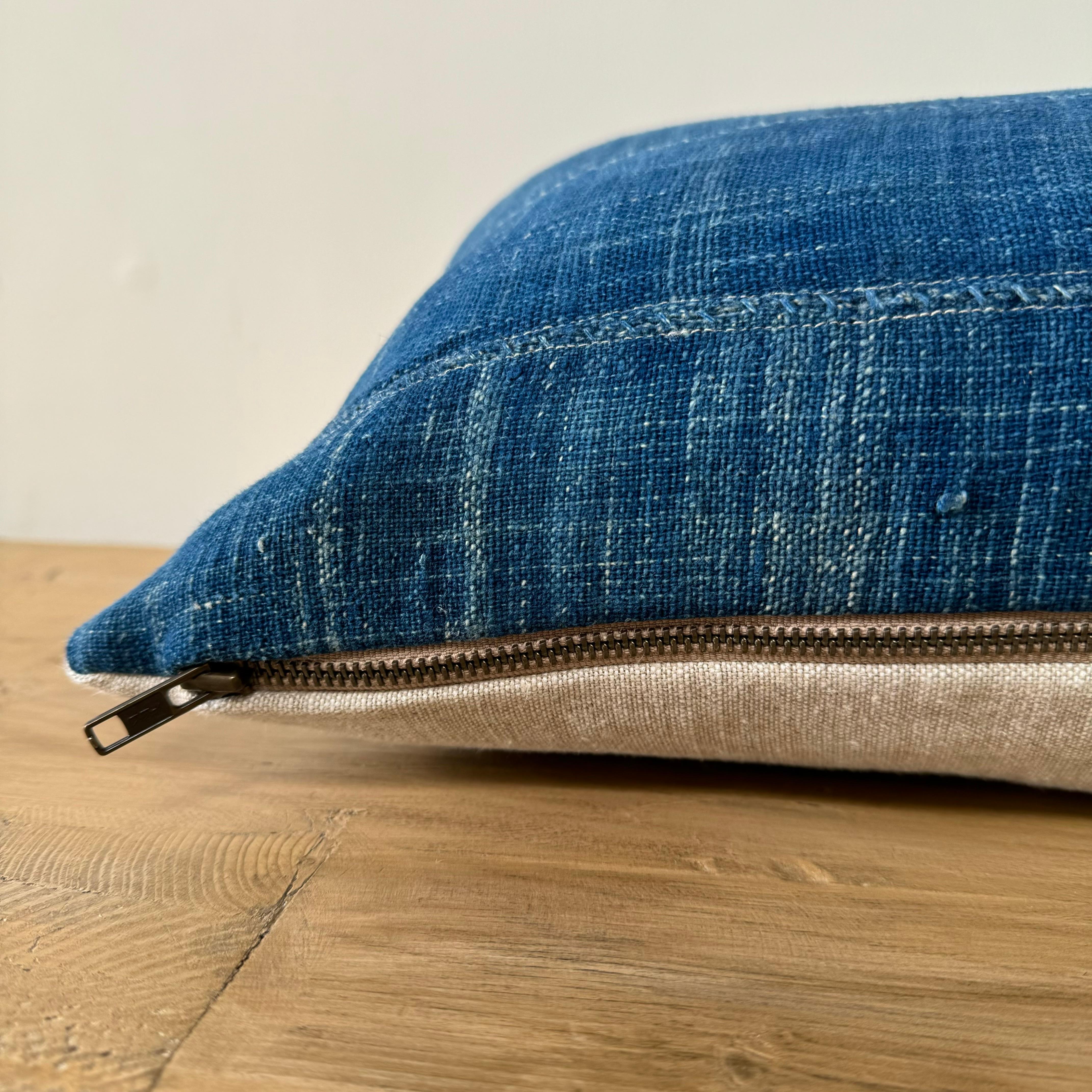 Lumbar Pillow Made from Vintage Japanese Boro Fabrics For Sale at 1stDibs