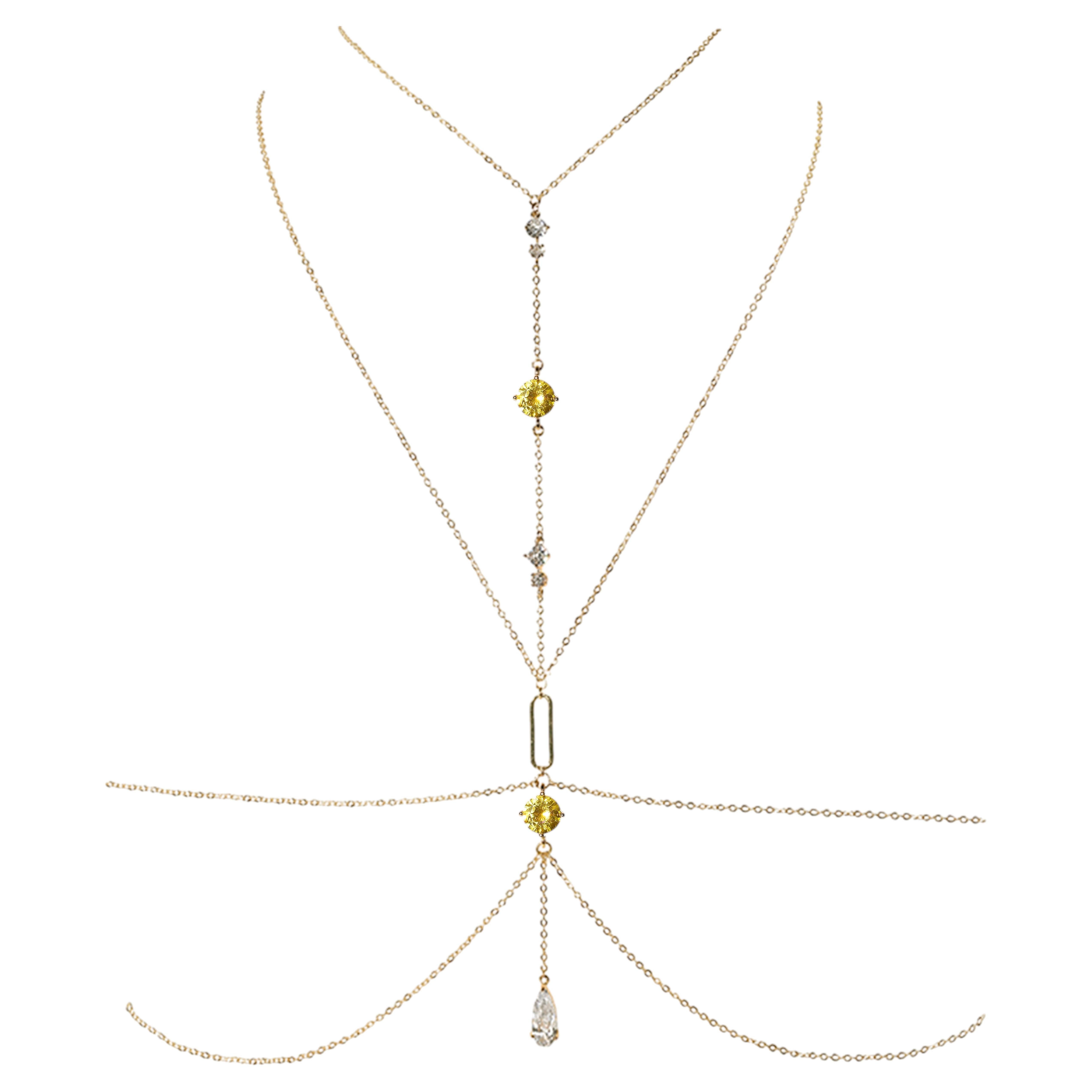 Lumina Drama Body Chain in Citrine Yellow – Bold 14k Gold-Filled ...
