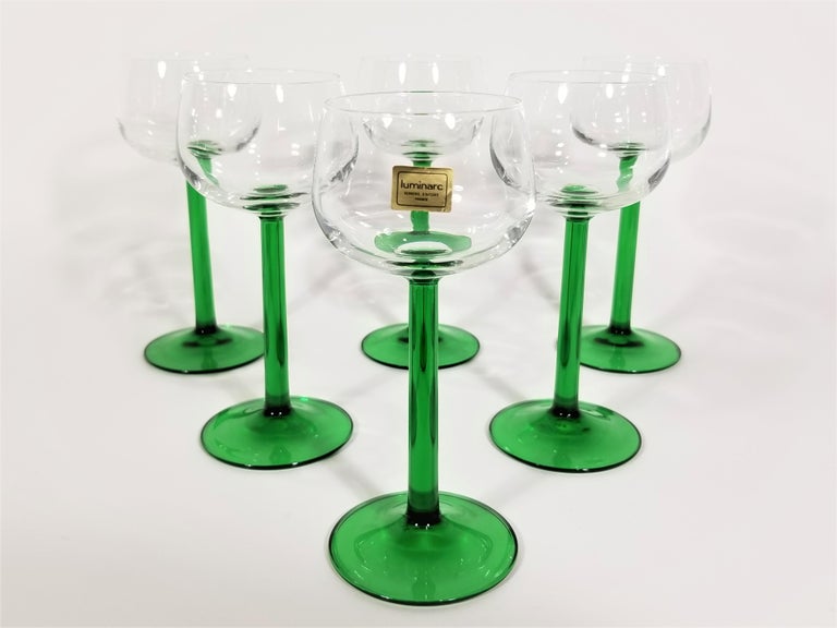 Luminarc Glassware Stemware France Mid Century Set of 6 For Sale at 1stDibs