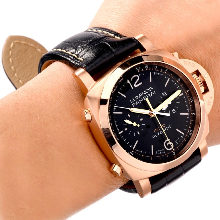 Luminor Panerai PCYC Flyback Tachymeter PAM01020 Rose Gold Watch at ...