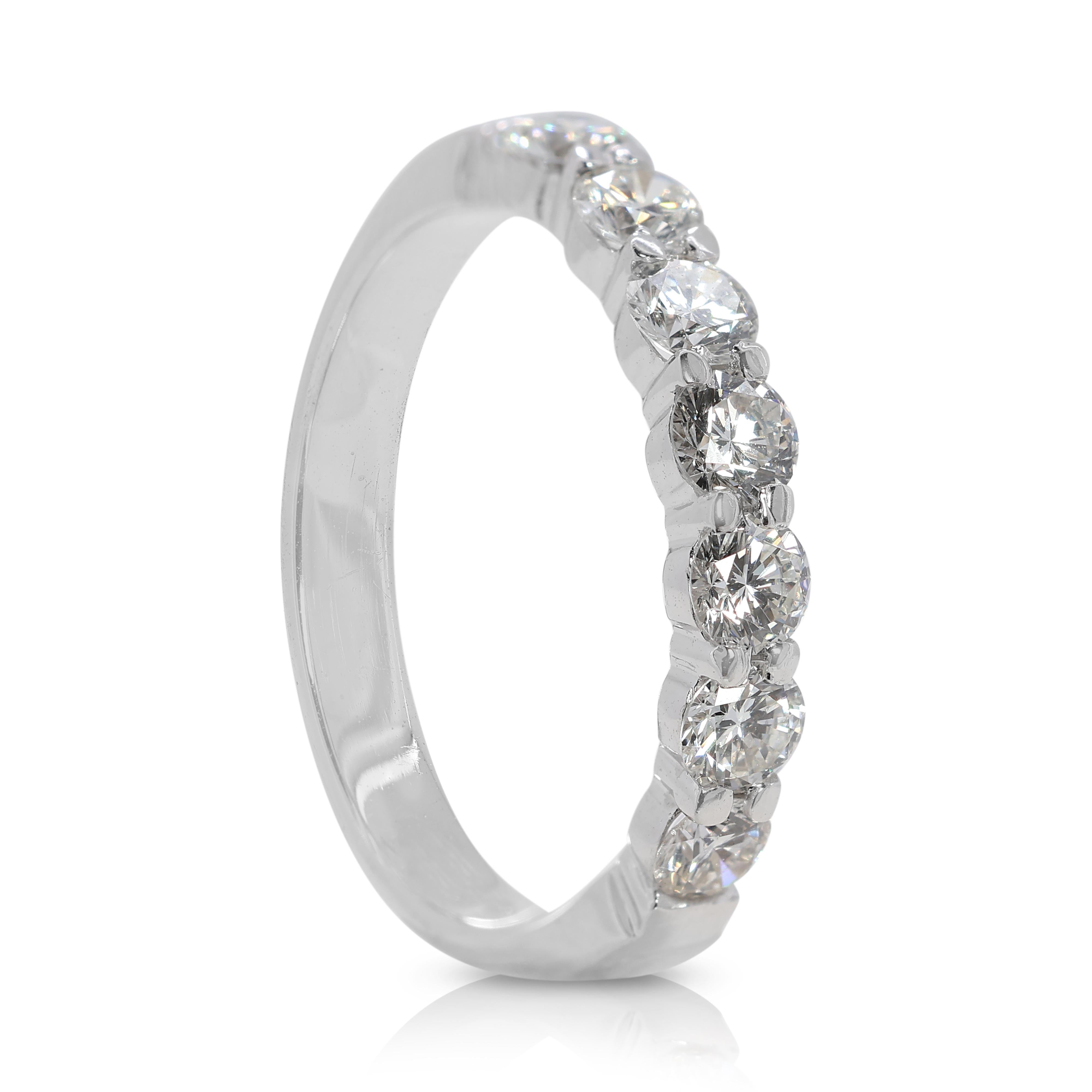 Luminous 0.56 carat Natural Diamond 7-stone Ring in 18K White Gold For ...
