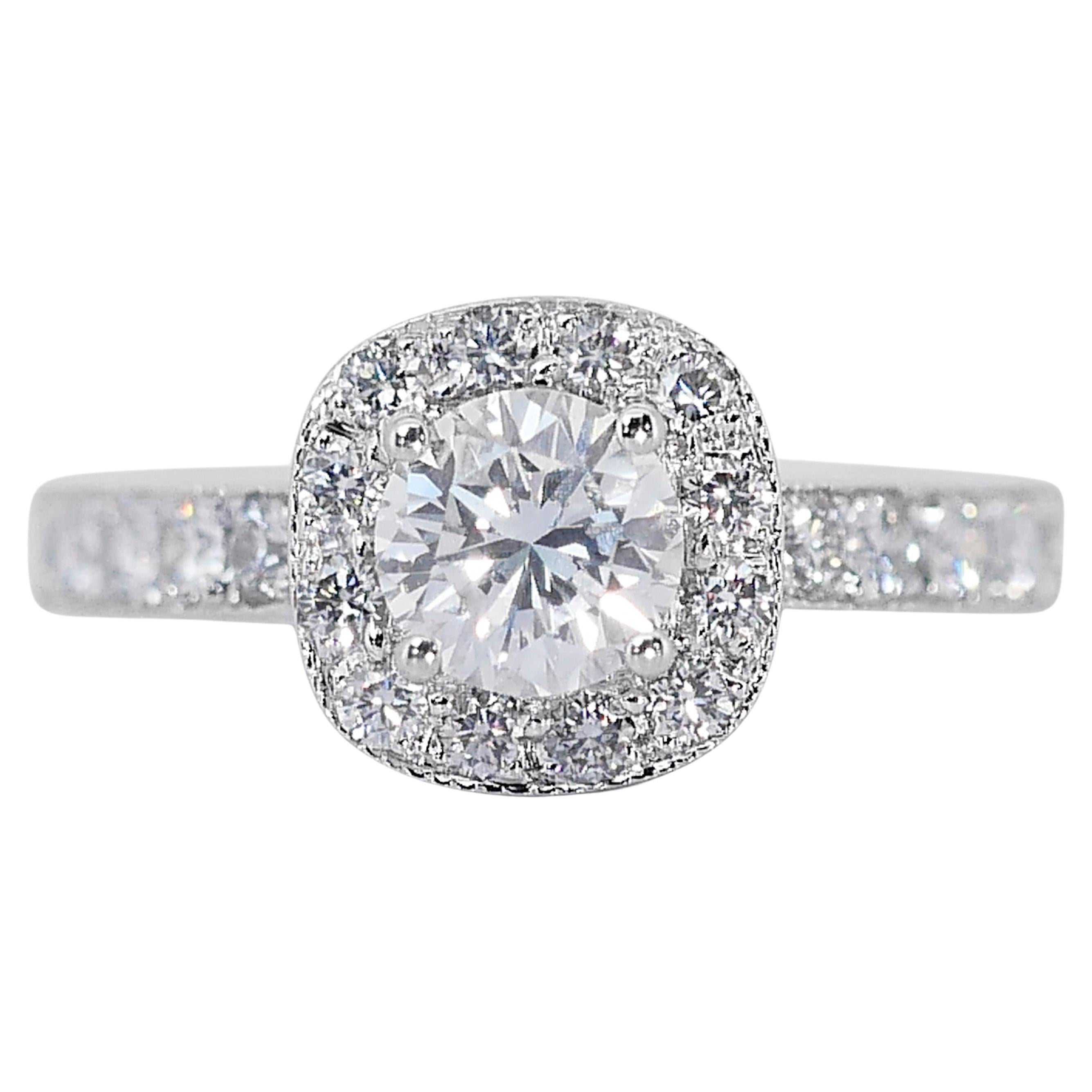 Luminous 1.75ct Triple Excellent Ideal Cut Diamonds Pave Ring in 18k ...