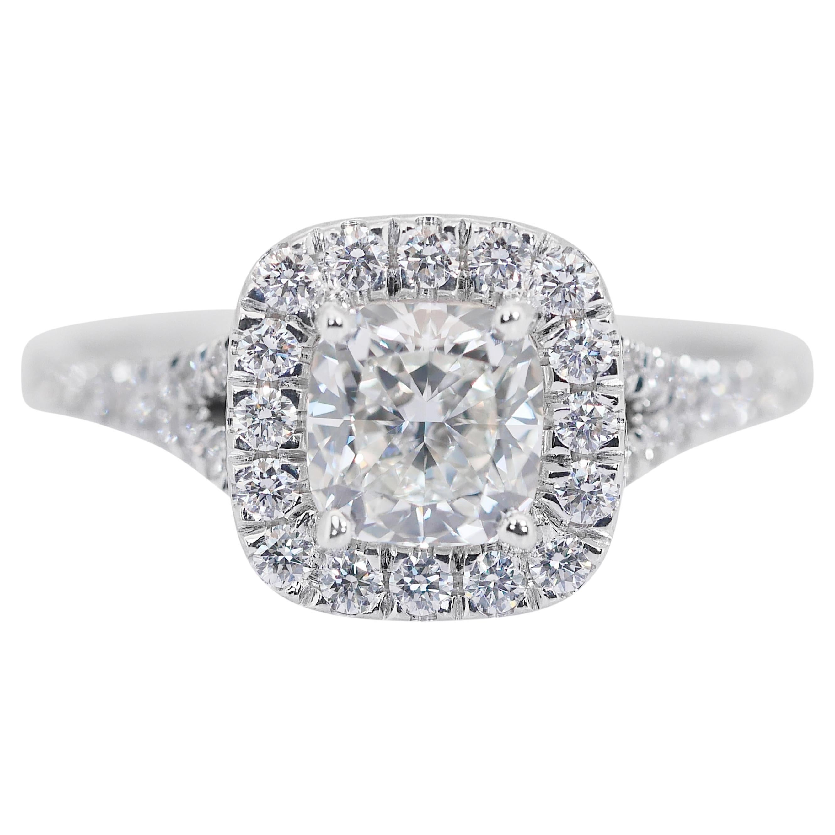 Luminous 1.03ct Natural Diamonds Ring in 18k White Gold - IGI Certified ...
