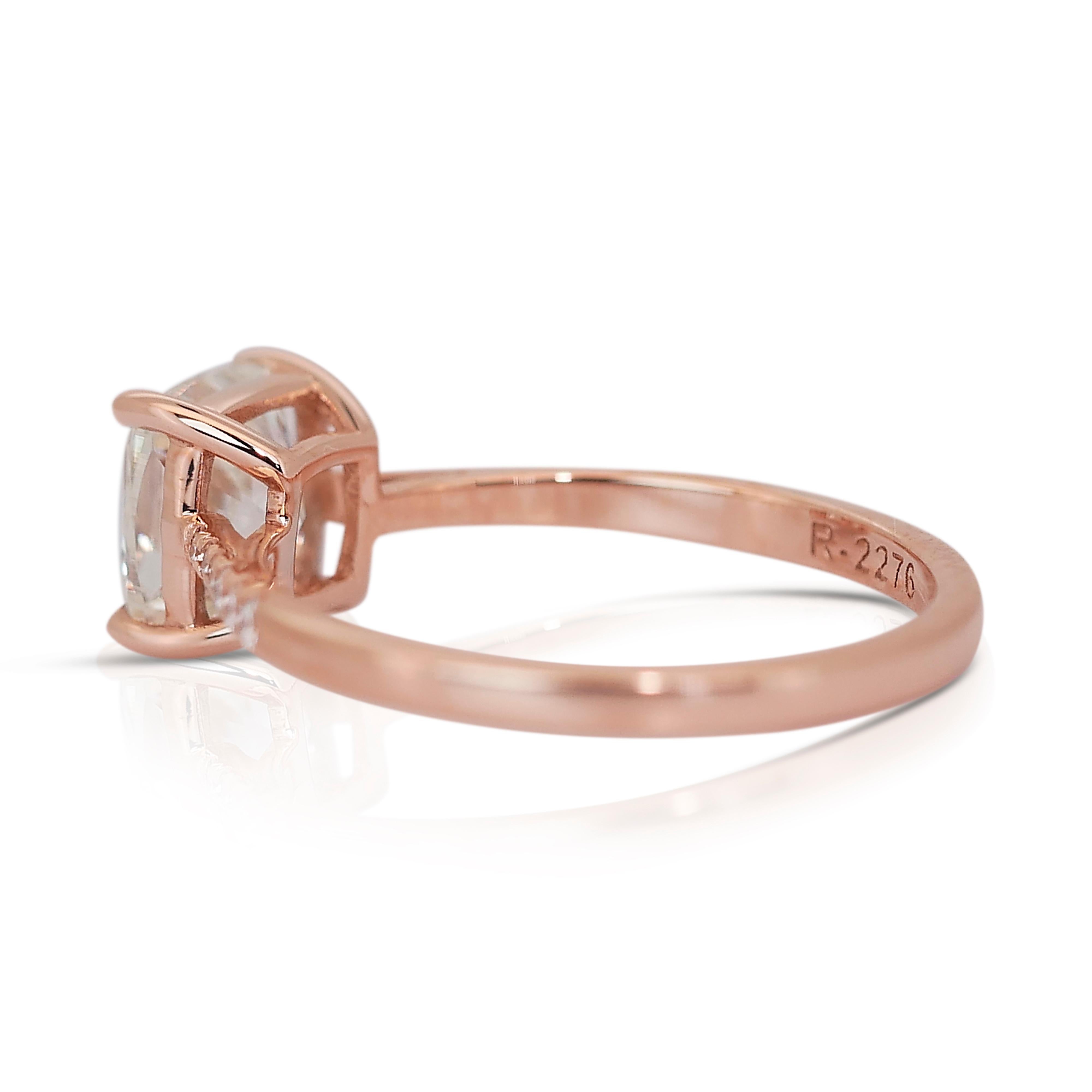 Luminous 1.78ct Diamonds Pave Ring in 18k Rose Gold - IGI Certified at 1stDibs
