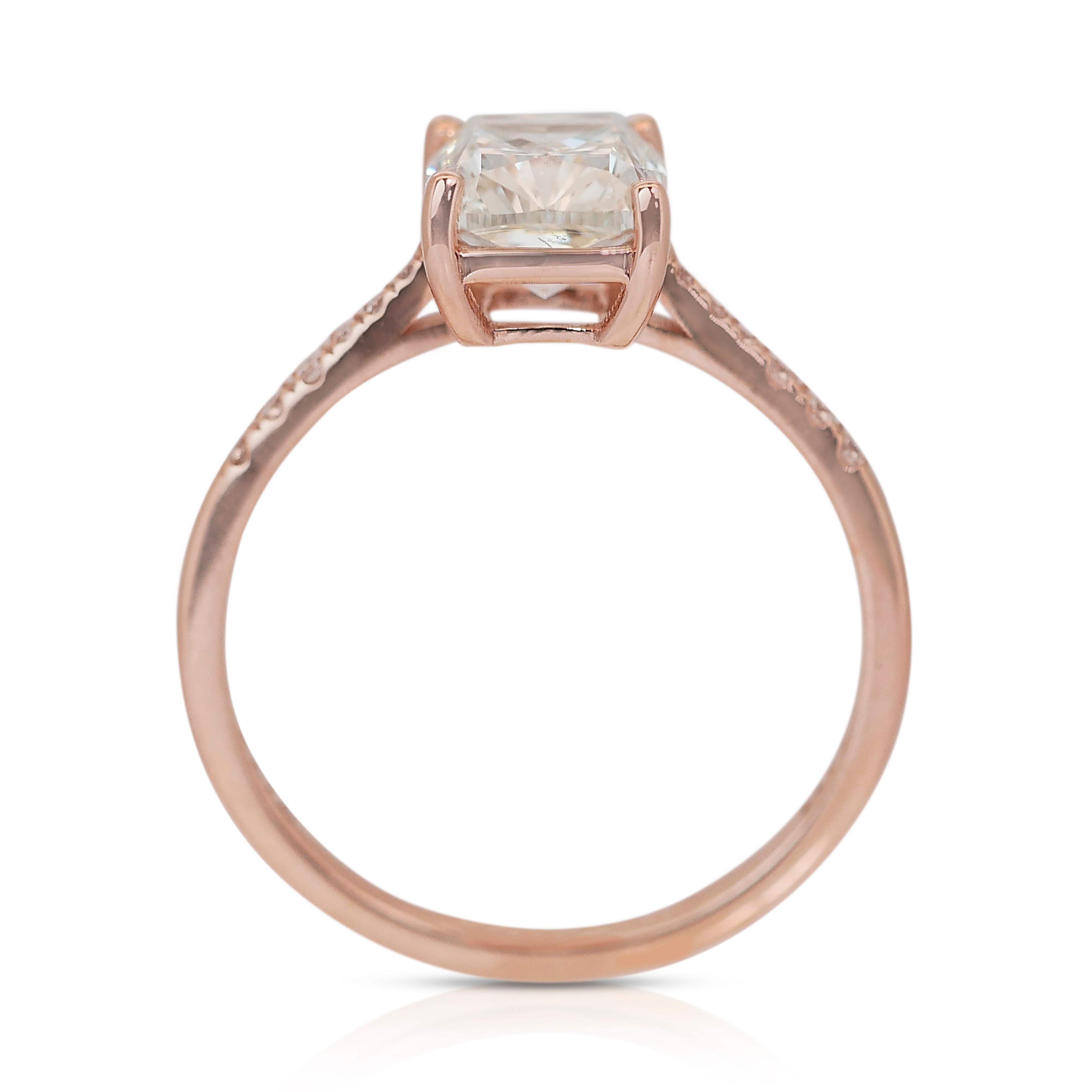 Luminous 1.78ct Diamonds Pave Ring in 18k Rose Gold - IGI Certified at 1stDibs