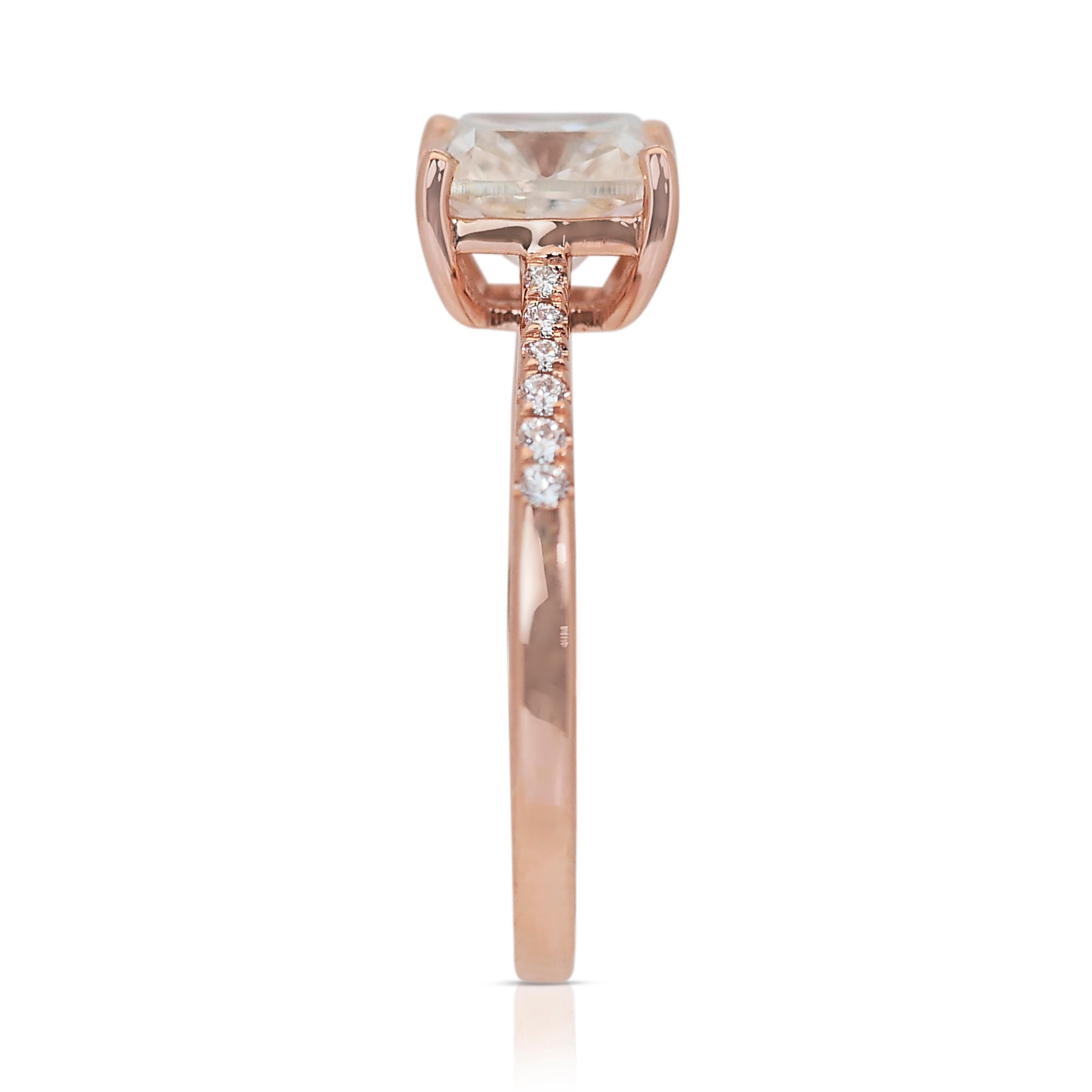 Luminous 1.78ct Diamonds Pave Ring in 18k Rose Gold - IGI Certified at 1stDibs