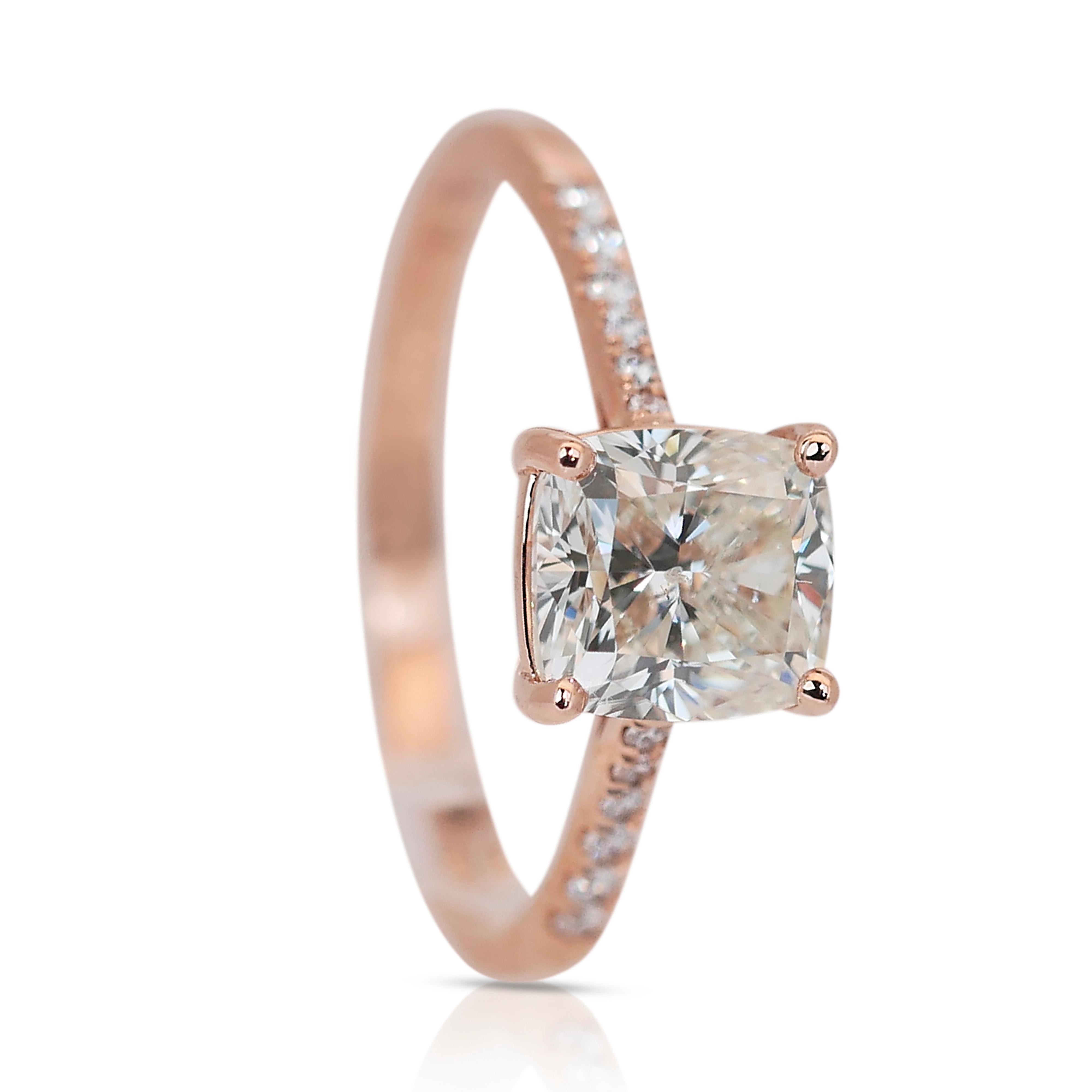 Luminous 1.78ct Diamonds Pave Ring in 18k Rose Gold - IGI Certified at 1stDibs