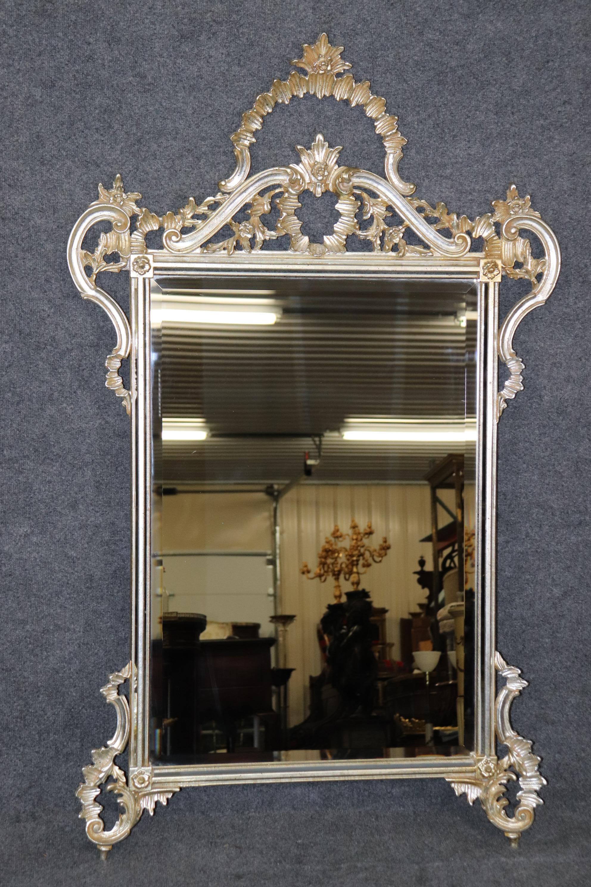 Luminous Carved Italian Silver Leaf Rococo Wall Mirror, circa 1980 For ...