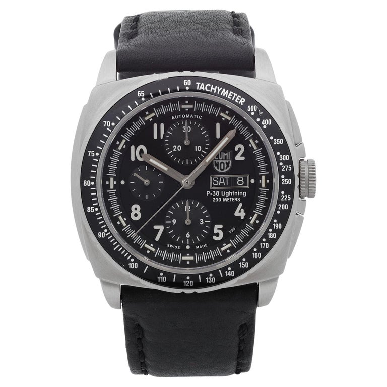 Luminox Air P-38 Lightning Chrono Black Dial Automatic Mens Watch XA ...