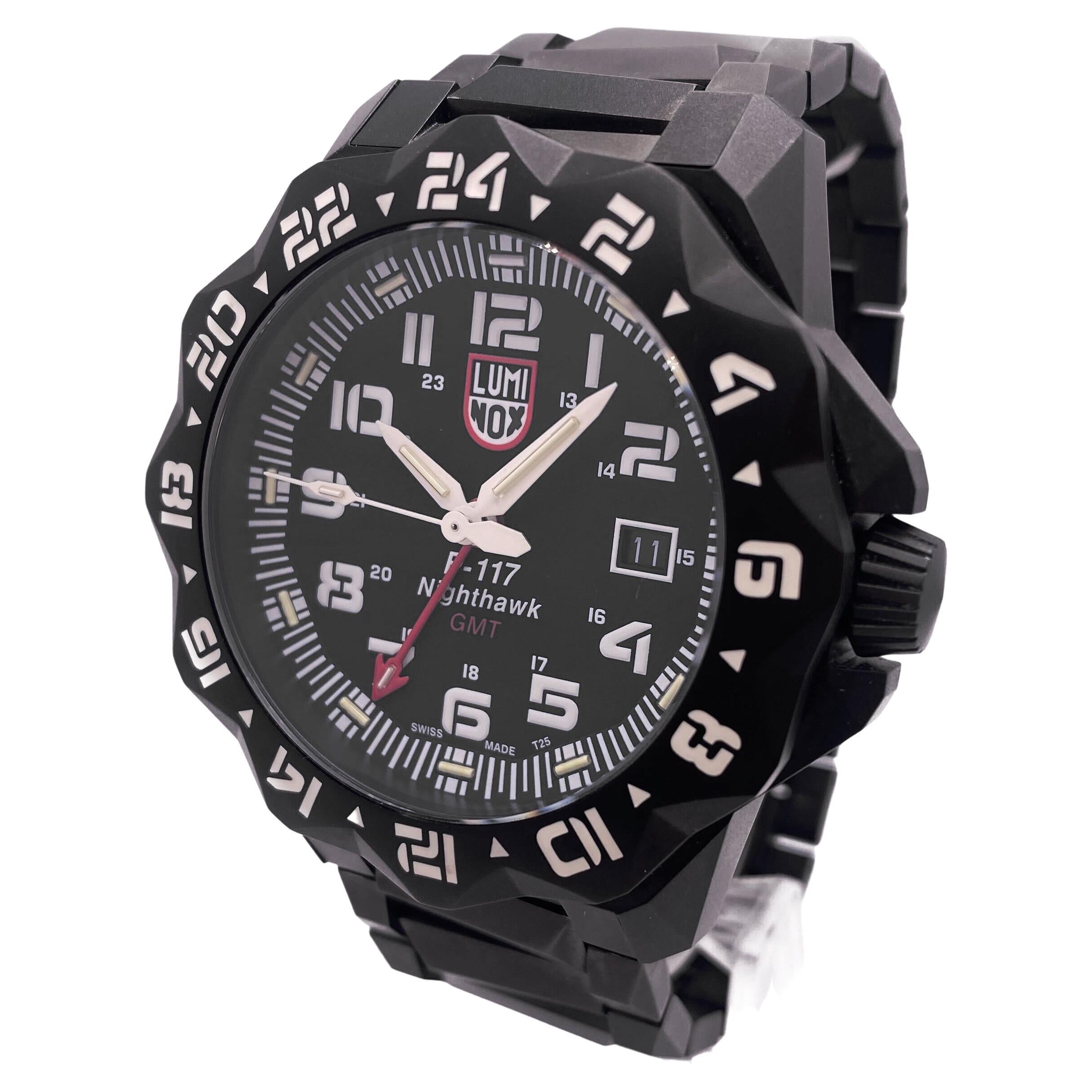 Luminox F-117 Nighthawk Pilot GMT Steel Black Dial Quartz Men Watch XA.6421 For Sale at 1stDibs