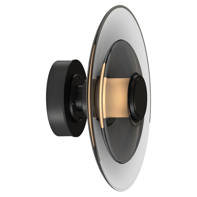 Luna A Disc Sconce in Blackened Steel For Sale at 1stDibs