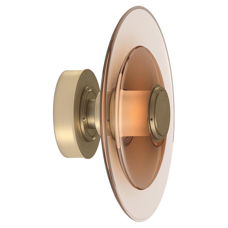 Luna A Disc Sconce in Satin Brass For Sale at 1stDibs
