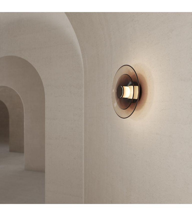 Luna a Disc Sconce in Satin Bronze For Sale at 1stDibs