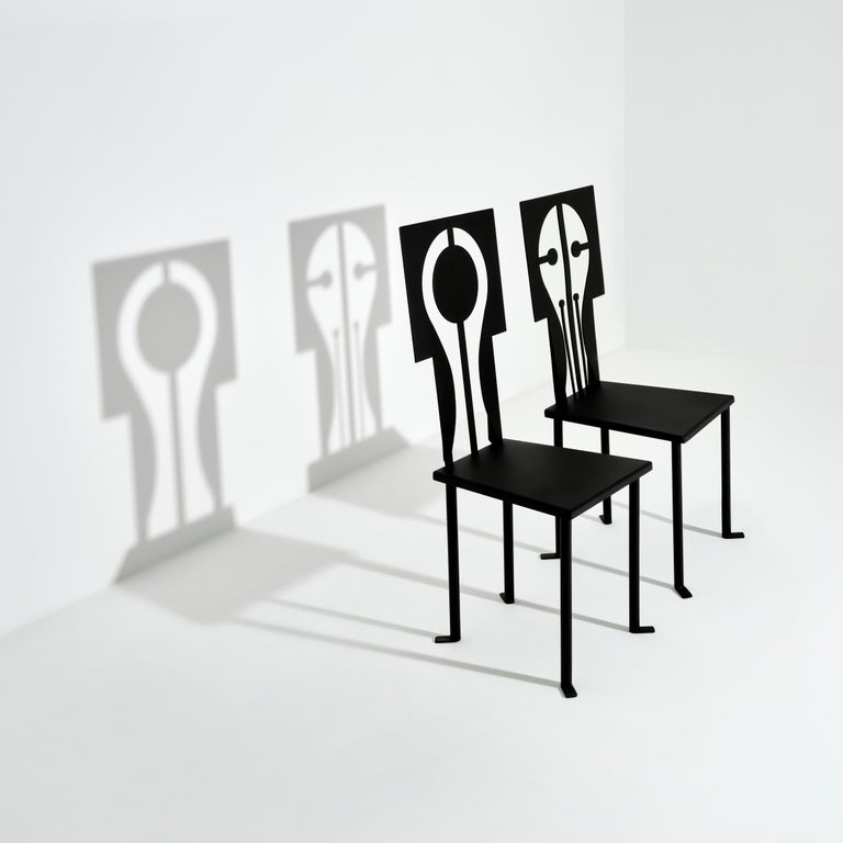 Animate Objects Luna Iron Side Chair in Black Powder Coat For Sale at 1stDibs
