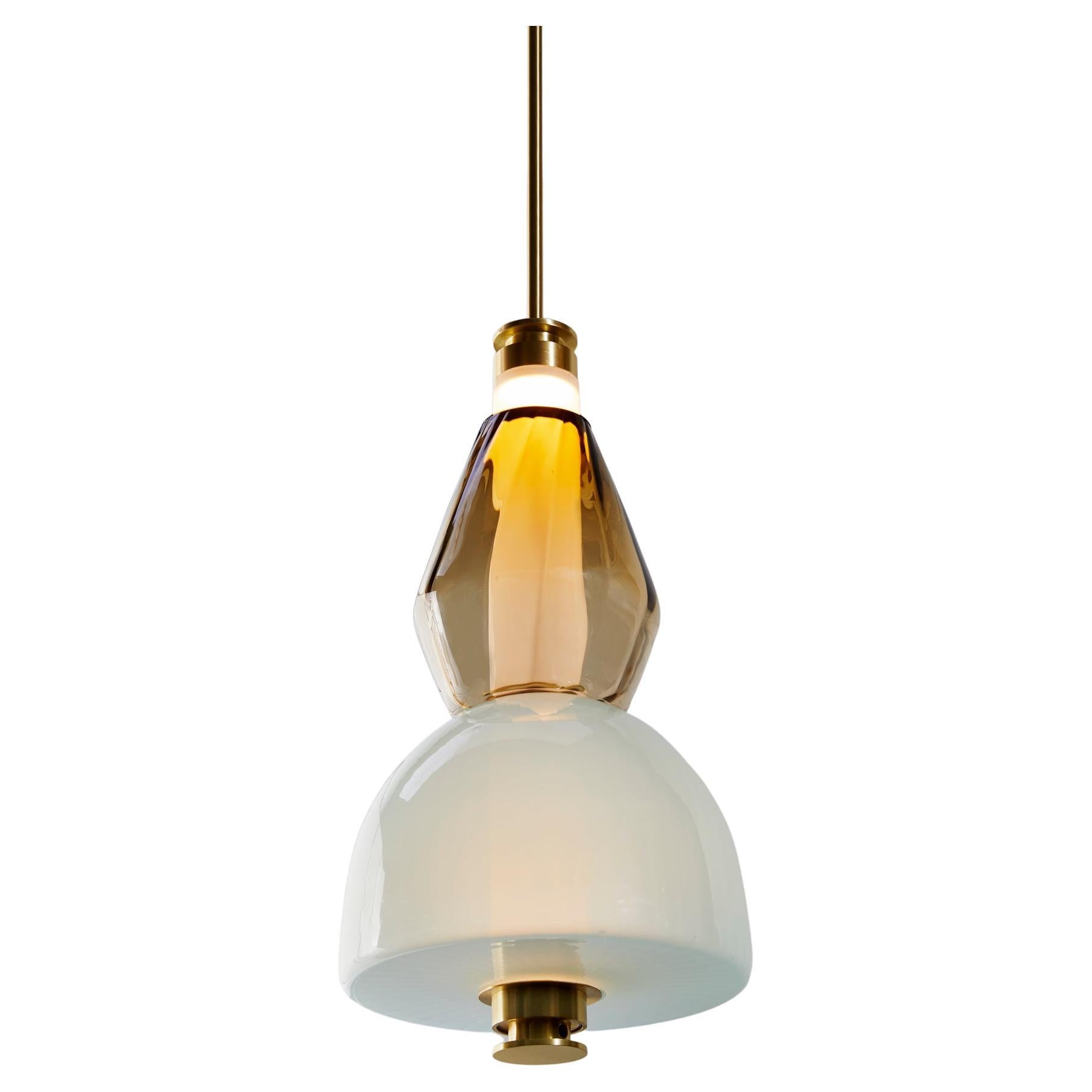 LUNA pendant with Pink, Blue, Bronze, Grey Glass Globes and Brass ...