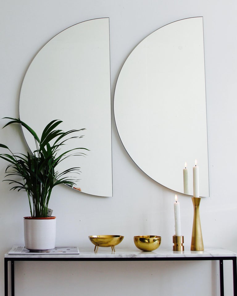 Luna™ 2 Half-Moon Pieces Round Frameless Modern Mirror - Extra Large at ...