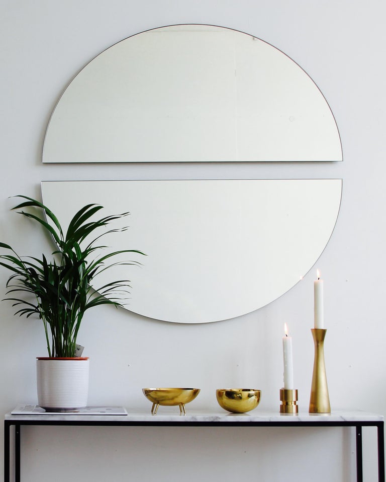 Set of 2 Luna Half-Moon Round Frameless Customisable Minimalist Mirror ...