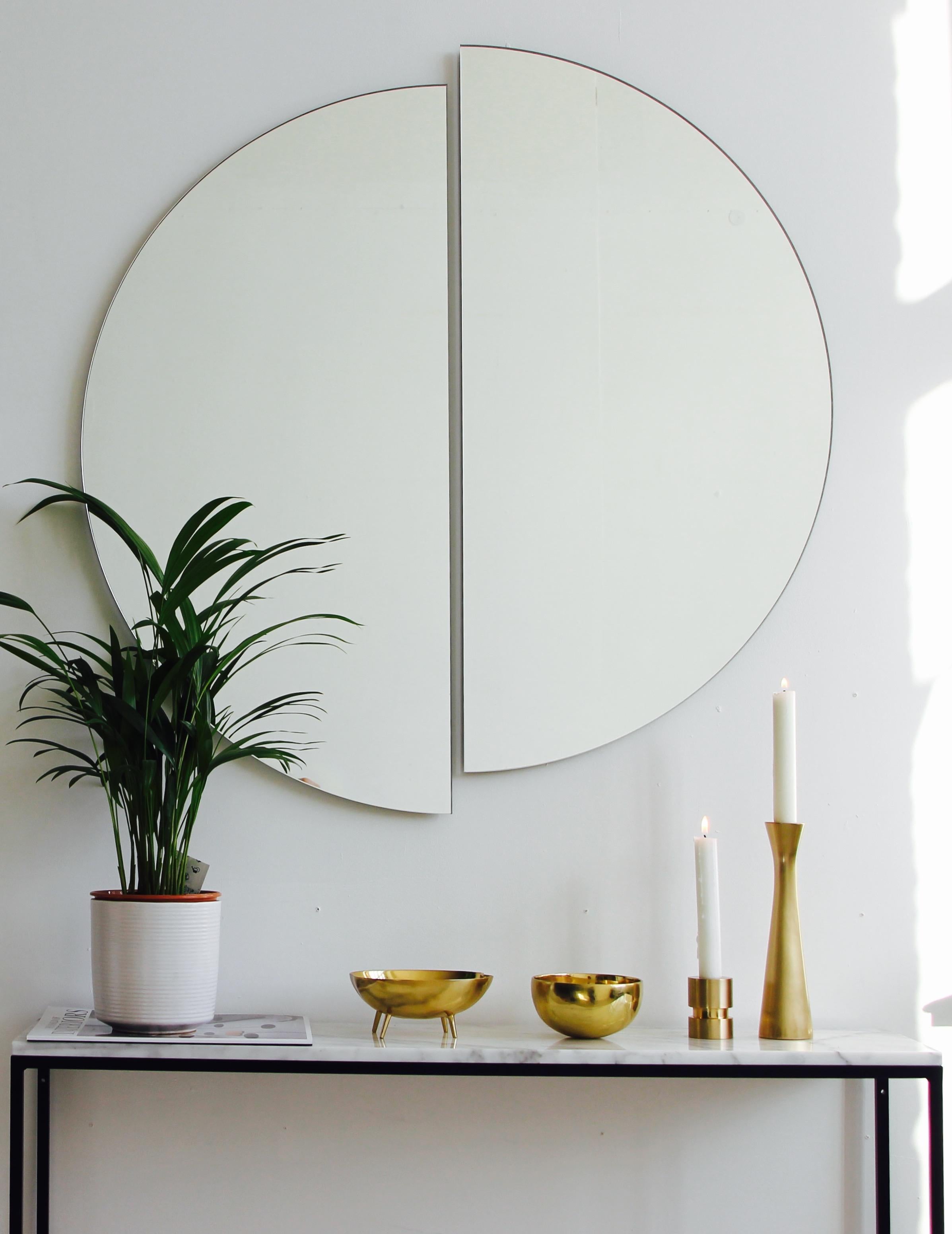 Set of 2 Luna Half-Moon Round Frameless Customisable Minimalist Mirror ...