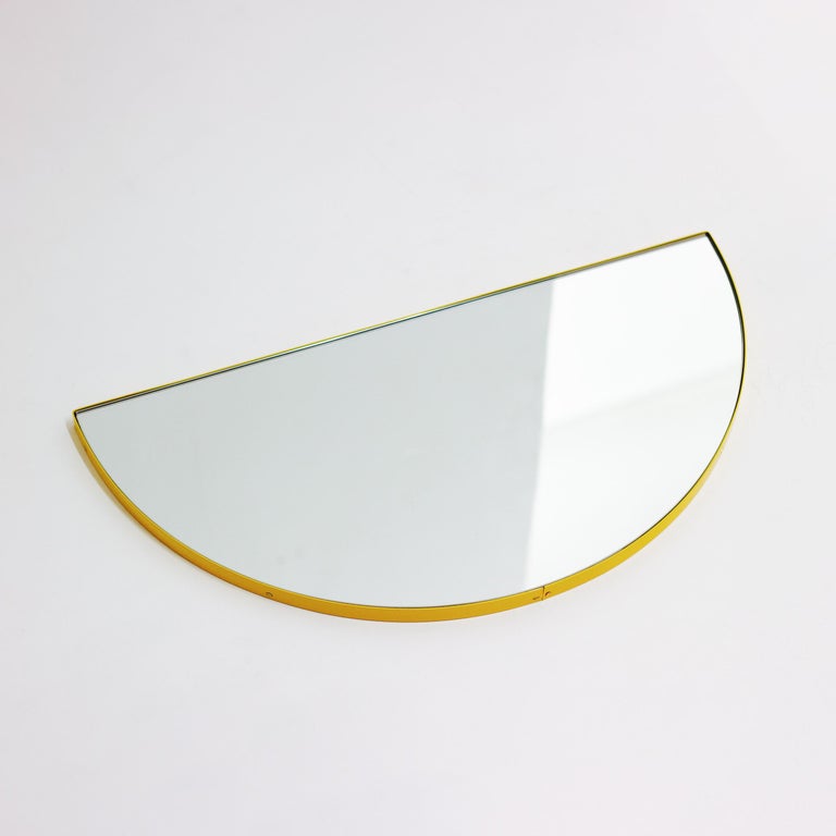 Luna Semi-Circular Modern Mirror with a Yellow Frame, Customisable ...