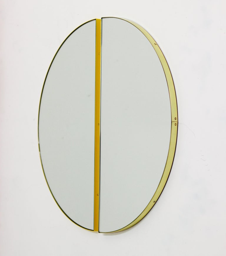 In Stock Luna Semi-Circular Modern Mirror with a Yellow Frame, Medium ...