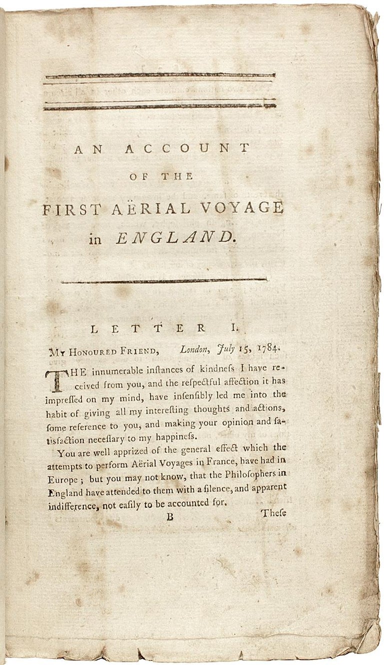 Lunardi - Account of the First Aerial Voyage in England - 1784 - First ...