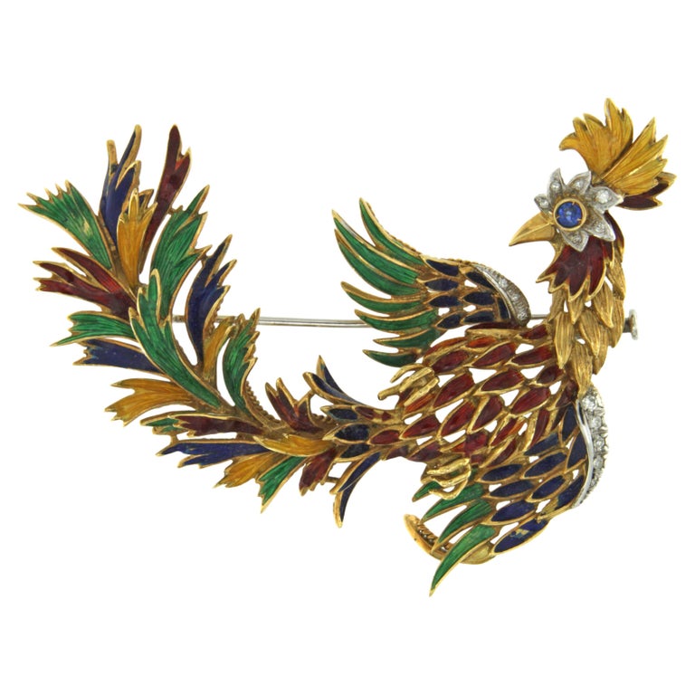 Lunati Bird of Paradise Brooch For Sale at 1stDibs