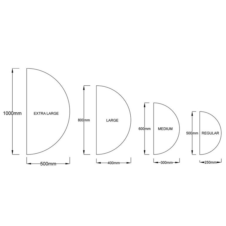 Set of 2 Luna Half-Moon Semi-circular Frameless Contemporary Mirrors ...