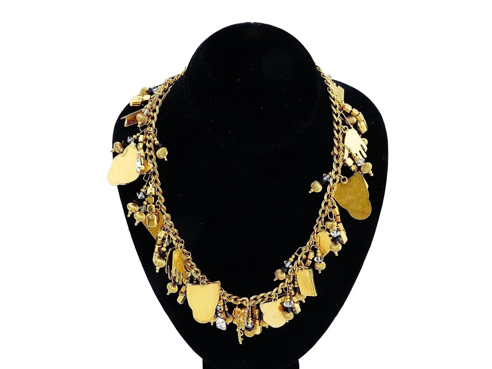 Lunch At The Ritz Costume Jewelry Necklace W Charms For Sale at 1stDibs