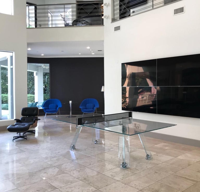 Modern Glass Ping Pong Table With Removable Net by Impatia For Sale at ...