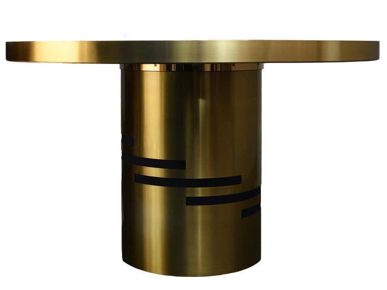 "L’universo” Glass Topped Center Table With Brushed Brass Base For Sale ...
