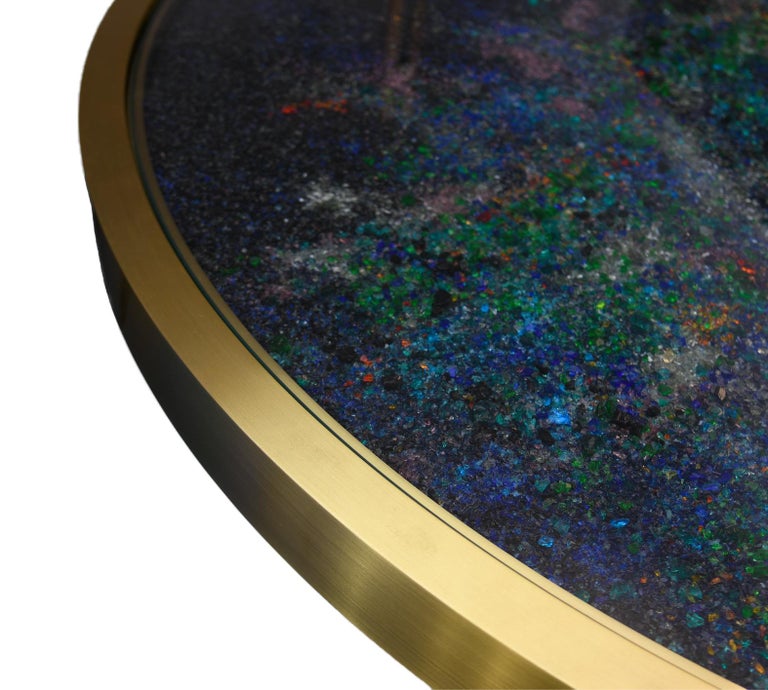 "L’universo” Glass Topped Center Table With Brushed Brass Base For Sale ...