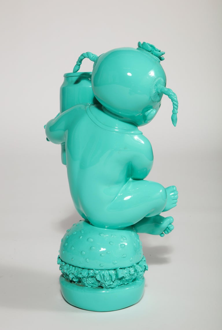 Luo Brothers Chinese Lacquer Sculpture, Turquoise For Sale at 1stDibs