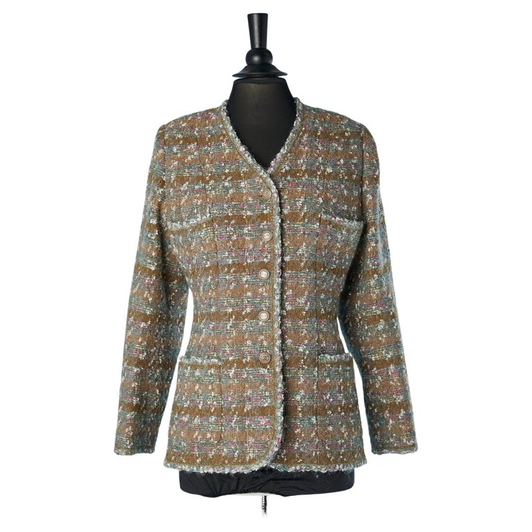 Lurex and tweed single-breasted jacket Chanel Boutique For Sale at 1stDibs