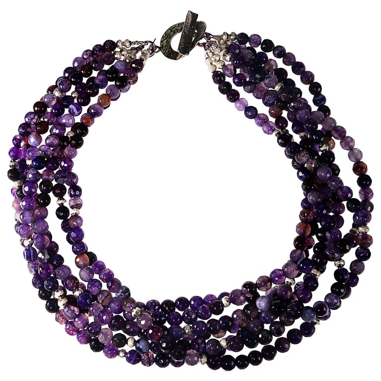 Gemjunky Luscious Purple Multi-Strand Choker Necklace at 1stDibs