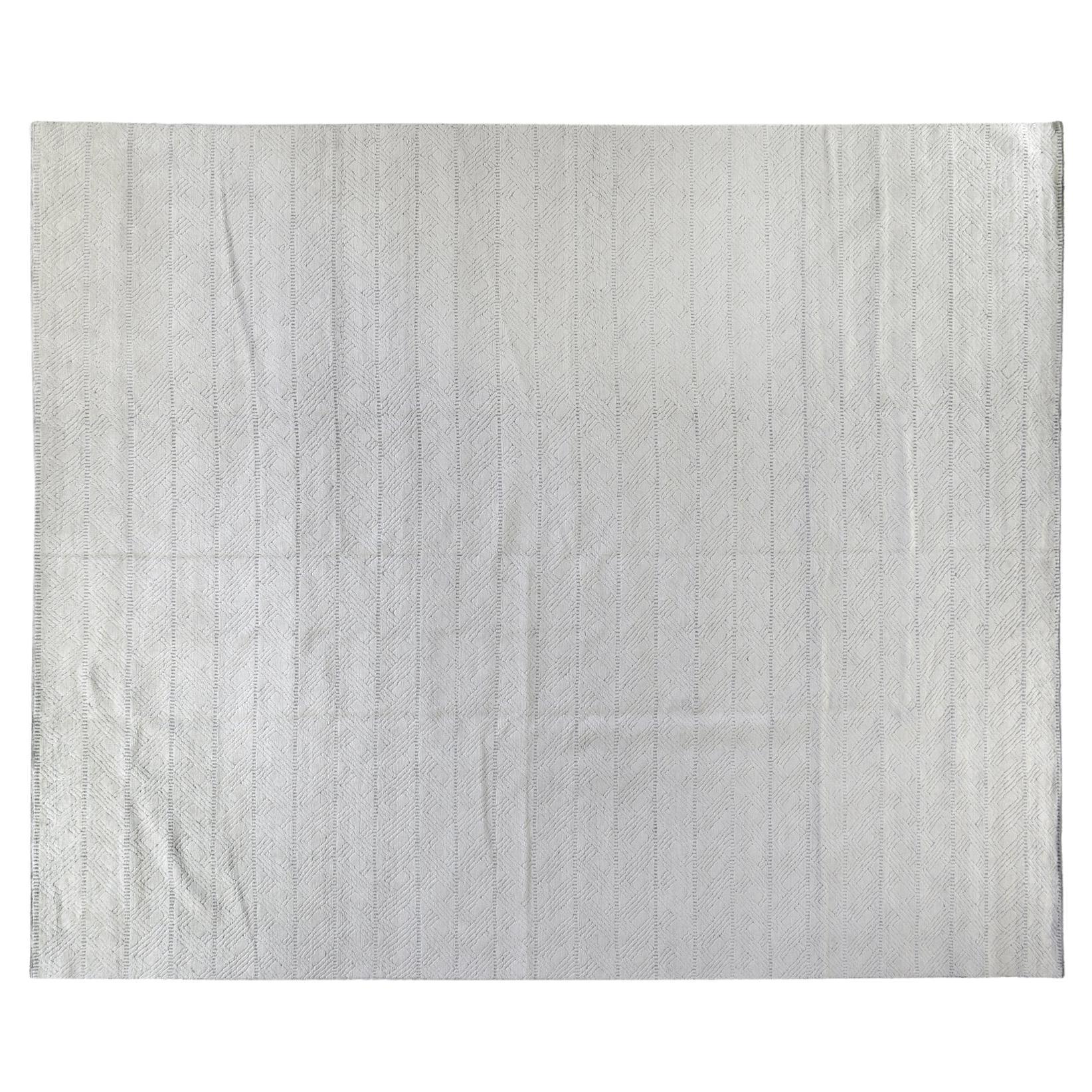 Crossed Lines Cream Wool Area Rug For Sale at 1stDibs