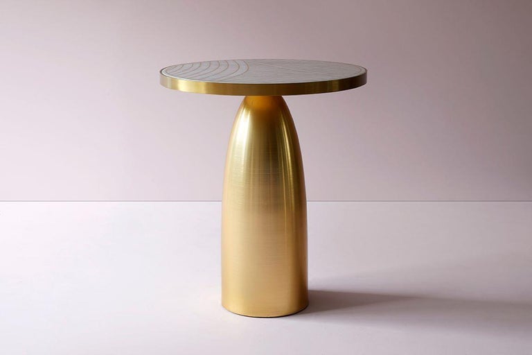Bethan Gray Lustre Dhow Small Side Table in White and Brass For Sale at ...