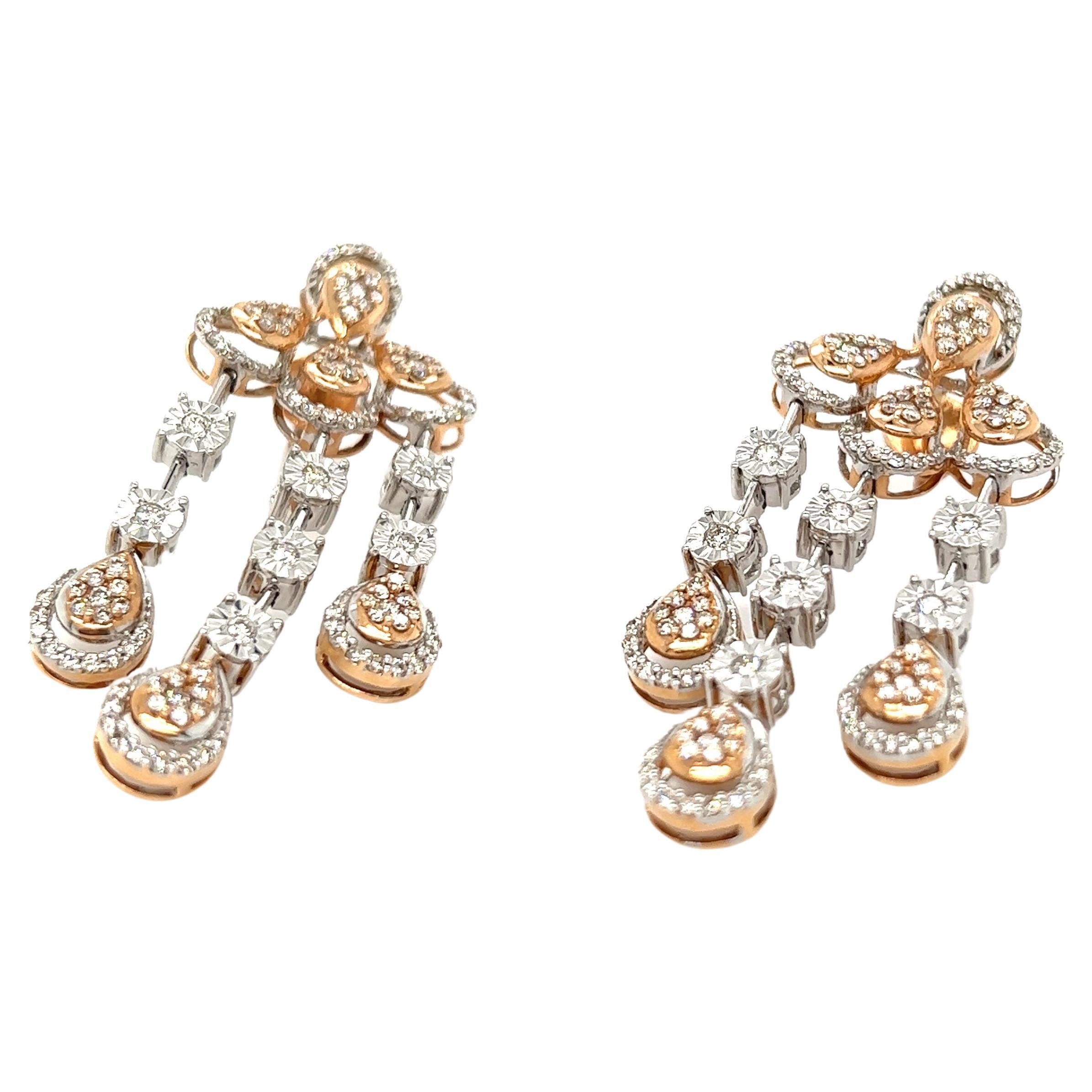 Victorian Diamond Rose Gold Earrings For Sale at 1stDibs