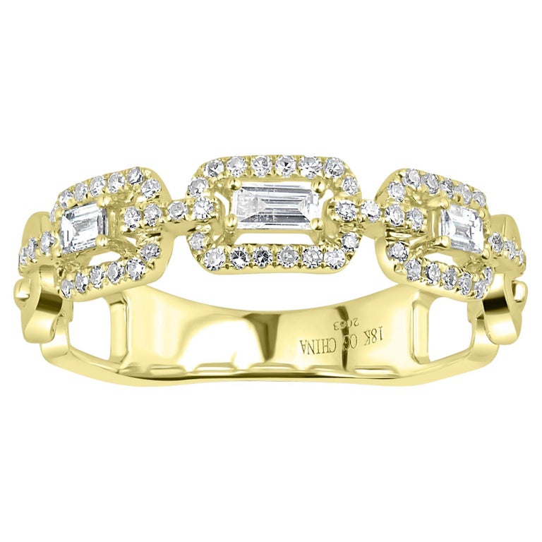 Luxle 0.32 Cttw. Pave Diamond Link Ring in 18k Yellow Gold For Sale at ...