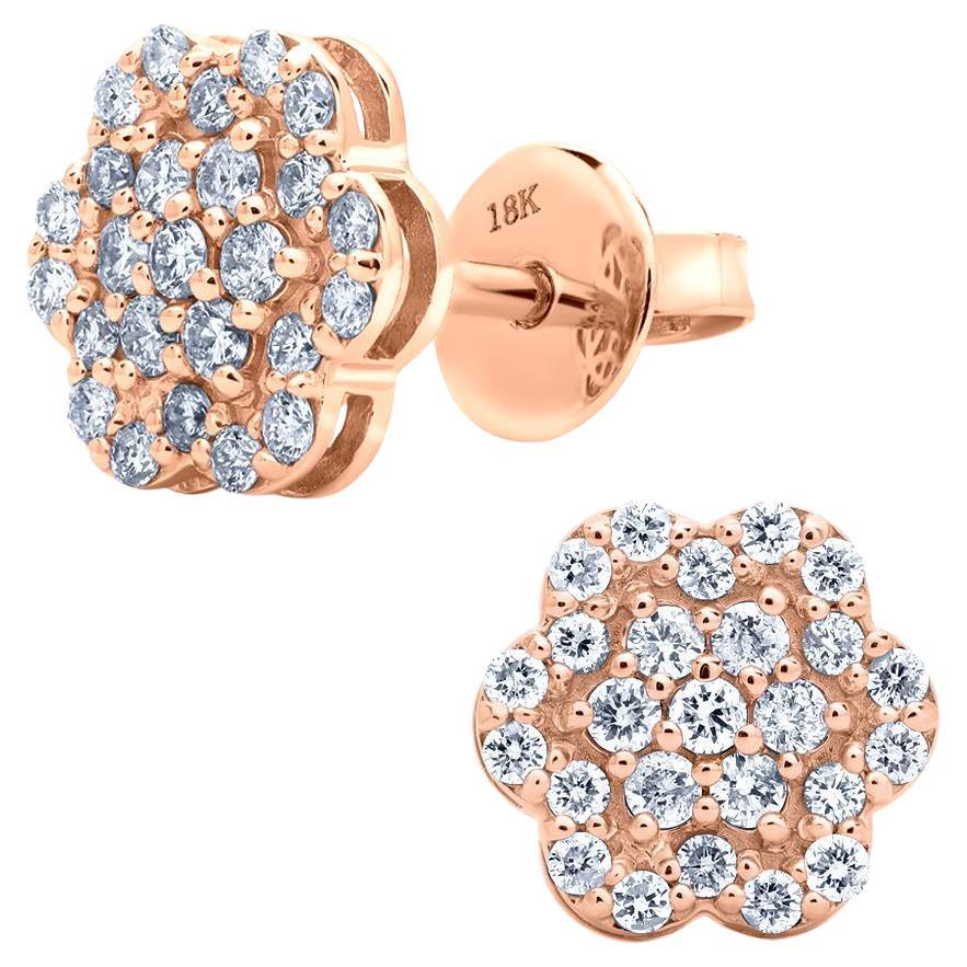Luxle 1.4 Cttw Diamond Heart-Shaped Stud Earrings in 18k Rose Gold For ...