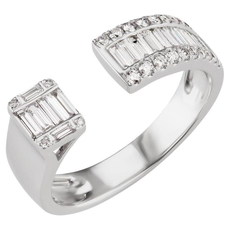 Luxle 0.57cttw. Diamond Cuff Ring in 18k White Gold For Sale at 1stDibs