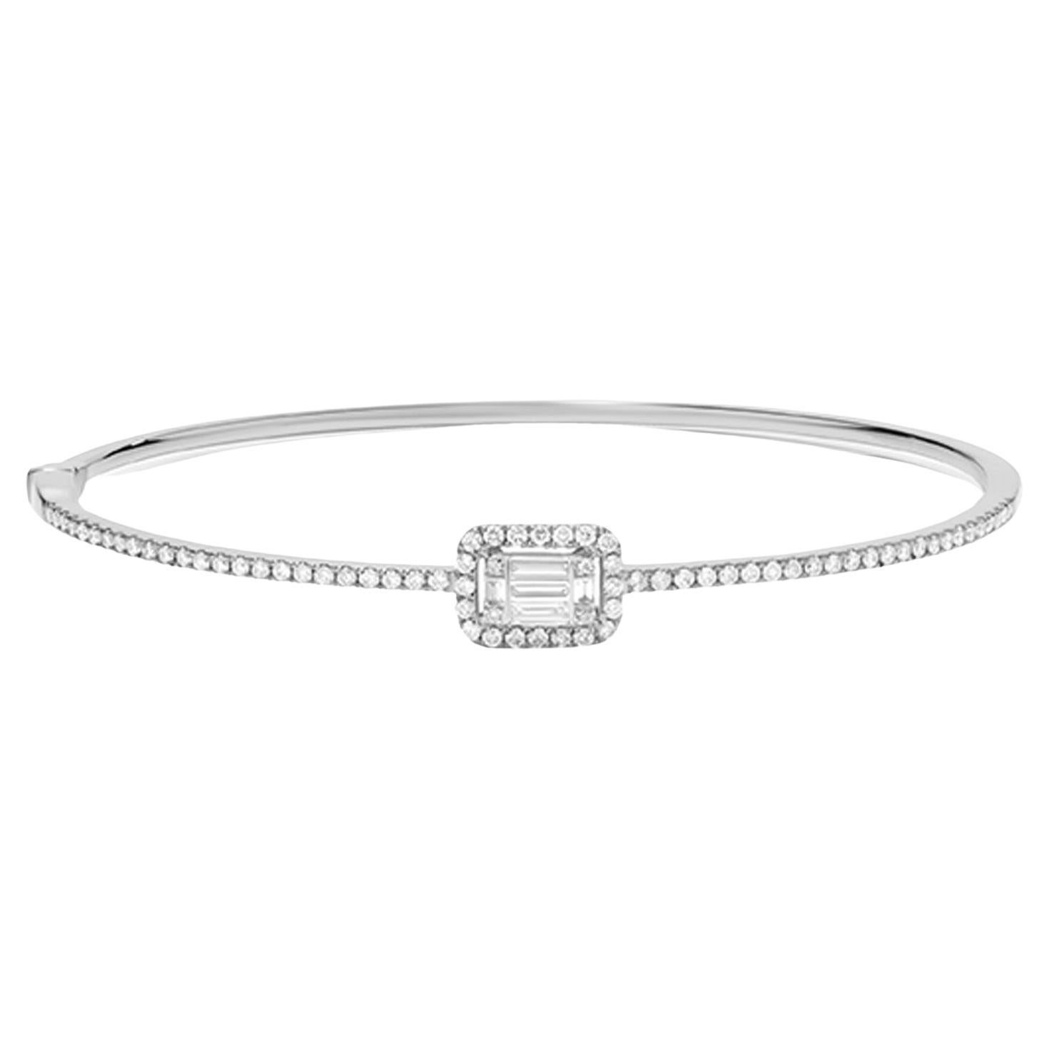 Luxle 1.43 Cttw. Diamond Frames Bangle Bracelet in 18k White Gold For ...