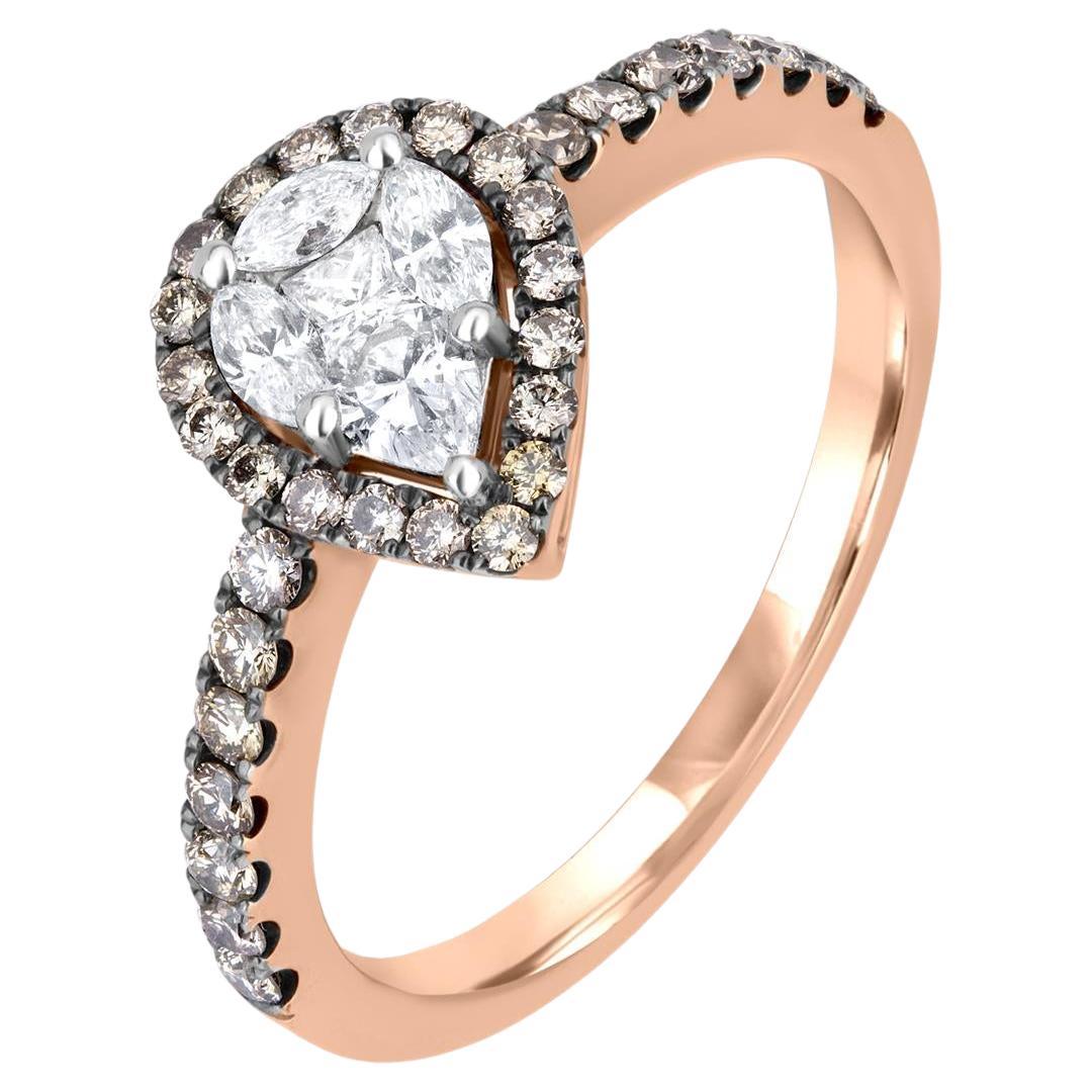 Pear Shaped Cluster Diamond Ring in 18 Karat Gold For Sale at 1stDibs